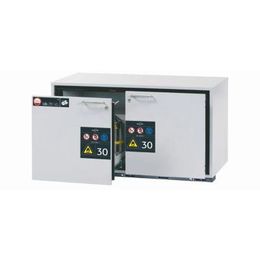 Sicherheitsunterbauschrank Typ 30 ASECOS UB-S-30, 2 Schubladen, Front Lichtgrau, B 1102 x T 574 x H 600 mm