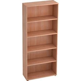 Regal f&uuml;r Anbauwand TARA, 5 Ordnerh&ouml;hen, stapelbar, B 800 x T 330 x H 1880 mm, Nussbaum-Dekor/Havanna