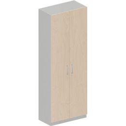 Sch&auml;fer Shop Sch&auml;fer Shop Genius Garderobenschrank TETRIS SOLID, 6 Ordnerh&ouml;hen, 1 Fachboden, Kleiderstange, abschlie&szlig;bar, B 800 x T 412 x H 2239 mm, wei&szlig;alu/Ahorn