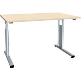 Schreibtisch ALICANTE, C-Fu&szlig;, Rechteck, B 1200 x T 800 x H 680-820 mm, Ahorn-Dekor