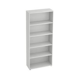 Regal f&uuml;r Anbauwand TARA, 5 Ordnerh&ouml;hen, stapelbar, B 800 x T 330 x H 1880 mm, lichtgrau