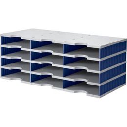 Styro&reg; Sortierstation Styrodoc Standard, DIN C4, 4 Etagen/3-reihig/12 F&auml;cher, grau/blau
