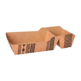 Pommesbox Papstar Maori, Einweg, 2 F&auml;cher, mittel, L 185 x B 100 x H 36 mm, 100 % biologisch abbaubar & FSC&reg;-zertifizierte Pappe, braun, 480 St&uuml;ck