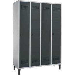 Sch&auml;fer Shop Sch&auml;fer Shop Genius Kleiderspind mit F&uuml;&szlig;en, 4 Abteile, Drehverschluss, wei&szlig;aluminium/anthrazit