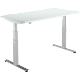 Sch&auml;fer Shop Sch&auml;fer Shop Select Schreibtisch DRIVE UP 2, elektrisch h&ouml;henverstellbar, Rechteck, T-Fu&szlig;, B 1600 x T 800 x H 630-1290 mm, lichtgrau/wei&szlig;aluminium