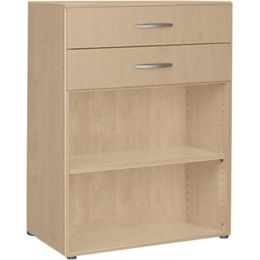 Regal PALENQUE, 3 OH, 2 Sch&uuml;be oben, 1 Boden, B 800 x T 400 x H 1104 mm, Ahorn