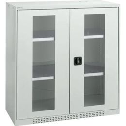 Sch&auml;fer Shop Sch&auml;fer Shop Genius Sichtt&uuml;rschrank FS, Stahl, mit Bel&uuml;ftungsl&ouml;chern, B 1055 x T 420 x H 1105 mm, 3 OH, lichtgrau/lichtgrau, bis 450 kg
