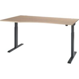 Sch&auml;fer Shop Sch&auml;fer Shop Select Schreibtisch ERGO-T 2.0, elektr. h&ouml;henverstellbar, Freiform Ansatz links, T-Fu&szlig;, B 1800 x H 715-1205 mm, Eiche-Dekor/anthrazit