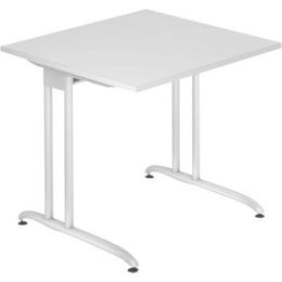 Schreibtisch TARA, C-Fuß, Rechteck, B 800 x T 800 x H 720 mm, lichtgrau