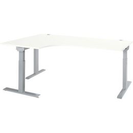 Sch&auml;fer Shop Sch&auml;fer Shop Select Winkelschreibtisch ERGO-T 2.0, 90&deg; Winkel, Ansatz links, T-Fu&szlig;, B 2000 x T 1200/800 x H 675-895 mm, wei&szlig;/wei&szlig;alu