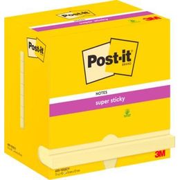 Post-It&reg; Haftnotizen Super Sticky Notes, gelb, 76 x 127 mm, 90 Blatt/Block, 12 Bl&ouml;cke, in Kartonverpackung