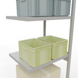 SCHULTE LAGERTECHNIK Fachbodenregal-Stecksystem MULTIplus 250, Anbauregal, L&auml;ngenriegel, 3000x750x600 mm, 7 B&ouml;den, lichtgrau