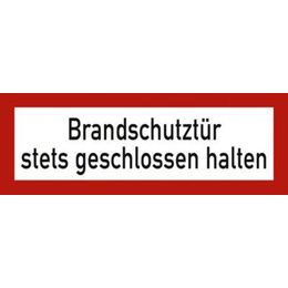 moedel Warnschild &bdquo;Brandschutzt&uuml;r stets geschlossen halten&ldquo;, DIN 4066, selbstklebend, L 105 x B 297 mm, Folie, rot