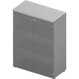 Glast&uuml;renschrank ARLON OFFICE, 3 Ordnerh&ouml;hen, Glast&uuml;ren ohne Rahmen, B 900 x T 450 x H 1232 mm, lichtgrau/alu
