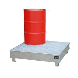 Auffangwanne Bauer WM-4/200, Stahl, unterfahrbar, feuerverzinkt, mit Gitterrost, B 1200 x T 1200 x H 290 mm, 4 x 200 l