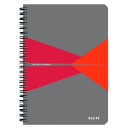 Notizbuch Leitz Office, DIN A5, kariert, Spiralbindung, Kunststoff-Einband, FSC&reg;-zertifiziert, rot