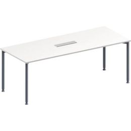 Sch&auml;fer Shop Sch&auml;fer Shop Genius Konferenztisch MODENA FLEX, 6-fach Anschluss, Rechteck, 4-Fu&szlig; Rundrohr, B 2000 x T 800 x H 720-840 mm, wei&szlig;/wei&szlig;alu