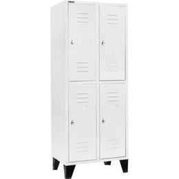 Sch&auml;fer Shop Sch&auml;fer Shop Select Kleiderspind mit 2 x 2 Abteilen, 400 mm, mit F&uuml;&szlig;en, Drehriegelverschluss, T&uuml;r lichtgrau