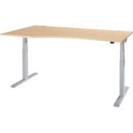 Sch&auml;fer Shop Sch&auml;fer Shop Select Schreibtisch ERGO-T 2.0, elektrisch h&ouml;henverstellbar, Freiform Ansatz links, T-Fu&szlig;, B 1800 x H 640-1300 mm, Ahorn/wei&szlig;alu