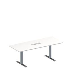 Sch&auml;fer Shop Sch&auml;fer Shop Genius Konferenztisch MODENA FLEX, 6-fach Anschluss, Rechteck, T-Fu&szlig; Rechteckrohr, B 2000 x T 800 x H 650-850 mm, wei&szlig;/wei&szlig;alu