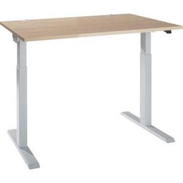 Sch&auml;fer Shop Sch&auml;fer Shop Select Schreibtisch ERGO-T 2.0, elektrisch h&ouml;henverstellbar, Rechteck, T-Fu&szlig;, B 1600 x T 800 x H 715-1205 mm, Eiche/wei&szlig;alu