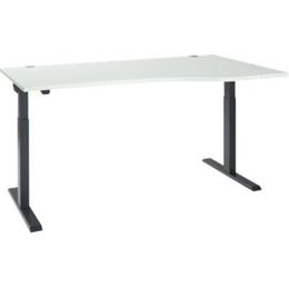 Sch&auml;fer Shop Sch&auml;fer Shop Select Schreibtisch ERGO-T 2.0, elektrisch h&ouml;henverstellbar, Freiform Ansatz rechts, T-Fu&szlig;, B 1800 x H 715-1205 mm, lichtgrau/anthrazit