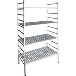 Aluminium-Steckregal, Grundfeld, mit 4 Kunststoff-Rost-Fachb&ouml;den, H 1950 x B 800 x T 600 mm
