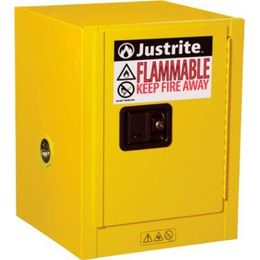 Justrite FM-Sicherheitsschrank Countertop Sure-Grip&reg; EX, f&uuml;r entz&uuml;ndbare Fl&uuml;ssigkeiten, bis 15 Liter, manuell schlie&szlig;ende T&uuml;r, gelb