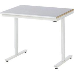 Rau Arbeitstisch Adlatus, elektrisch h&ouml;henverstellbar, 25 mm MDF-Platte, Stahlblechbelag, 150 kg, B 1000 x T 800 x H 720-1120 mm, silber/lichtgRau