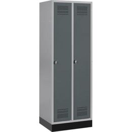 Sch&auml;fer Shop Sch&auml;fer Shop Genius Kleiderspind mit Sockel, 2 Abteile, Sicherheitsdrehriegelverschluss, wei&szlig;aluminium/anthrazit