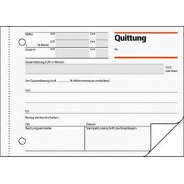 Sigel&reg; Quittungen mit MWSt.-Nachweis QU625, DIN A6 quer, 2 x 50 Blatt