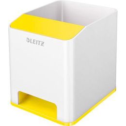 Stiftehalter Leitz WOW Sound, 1 Fach, Smartphone-Fach mit Soundverst&auml;rkung, wei&szlig;/gelb