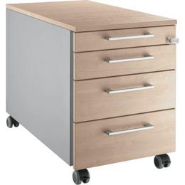 Sch&auml;fer Shop Sch&auml;fer Shop Genius Rollcontainer 1233, Griffe eckig, B 435 x H 577 mm, wei&szlig;alu/Eiche-Dekor