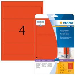 Herma Ordneretiketten A4, 192 mm, permanent haftend/bedruckbar, 80 St&uuml;ck, rot
