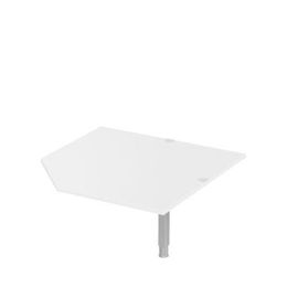 Systemwinkelplatte CAD ERGO-T 2.0, mit St&uuml;tzfu&szlig;, B 1200 x T 1200/800 x H 718-898 mm, wei&szlig;/wei&szlig;aluminium
