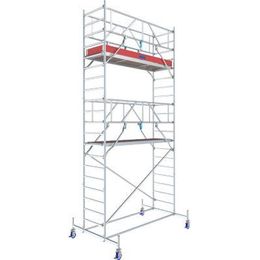 Alu-Fahrger&uuml;st Krause Serie 10, 200 kg/m&sup2;, h&ouml;henverstellbare Rollen, L 2500 x B 750 x H 6400 mm