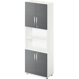 Sch&auml;fer Shop Sch&auml;fer Shop Select Kombischrank LOGIN, oben und unten 2 Ordnerh&ouml;hen mit T&uuml;r, Mitte Regal, B 800 x T 420 x H 2240 mm, wei&szlig;/graphit