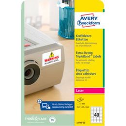 Avery Zweckform Etiketten L6140-20, extra stark haftend, geeignet f&uuml;r Laserdrucker, 45,7 x 25,4 mm, 800 St&uuml;ck/20 A4-Bogen, Polyesterfolie, wei&szlig;