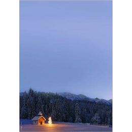 Motivpapier Sigel Christmas Chapel, A4, Winterwald-Motiv, f&uuml;r Drucker/Kopierer geeignet, FSC&reg;-Papier, blau, 100 Blatt