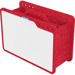 PLAYROOM Moderationskoffer PLAYBOARD Toolbox, integriertes Whiteboard, wei&szlig;, Recycling-PET-Rahmen rot, B 420 x T 180 x H 280 mm