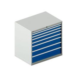 Sch&auml;fer Shop Sch&auml;fer Shop Select Schubladenschrank WSK 54-36, Stahl, 8 Sch&uuml;be, bis 75 kg, B 1023 x T 725 x H 1000 mm, lichtgrau/enzianblau