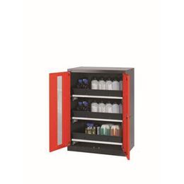 Chemikalienschrank ASECOS CS-CLASSIC-G, Fl&uuml;gelt&uuml;ren mit Glasausschnitt, Front Verkehrsrot, B 810 x T 520 x H 1105 mm