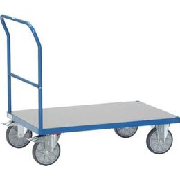 Plattformwagen Fetra&reg;, Schiebeb&uuml;gel, Lenk- & Bockrollen, bis 600 kg, Ladefl&auml;che aus Hart-PVC mit L 1200 x B 800 mm