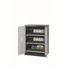 Chemikalienschrank ASECOS CS-CLASSIC-G, Flügeltüren mit Glasausschnitt, Front Lichtgrau, B 810 x T 520 x H 1105 mm
