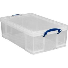 Transportbox Really Useful Box, Volumen 50 l, L 710 x B 440 x H 230 mm, stapelbar, mit Deckel & Klappgriffen, PP, transparent
