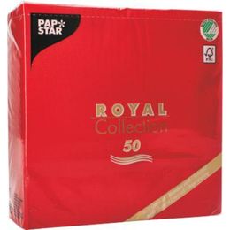 Servietten Papstar Royal Collection, 5 x 50 St&uuml;ck, 1/4-Falz, Stoffoptik, 400 x 400 mm, Papier, rot
