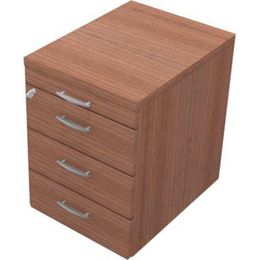 Rollcontainer X-TIME WORK, Utensilienauszug & 3 Sch&uuml;be, 420 x 560 x 580 mm, Nuss Canaletto-Dekor