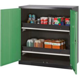 Chemikalienschrank ASECOS CS-CLASSIC, Fl&uuml;gelt&uuml;r, 2 Auszugswannen, 1055x520x1105 mm, resedagr&uuml;n