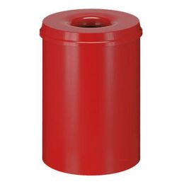 Abfallsammler, f&uuml;r den Innenbereich, Volumen 50 l, selbstl&ouml;schender Deckel, &Oslash; 335 x H 625 mm, Stahl pulverbeschichtet, rot/rot