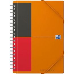 Meetingbook Oxford International, DIN B5, wei&szlig;-liniert, 80 Blatt, spiralgebunden, Optik Paper, orange/rot/schwarz